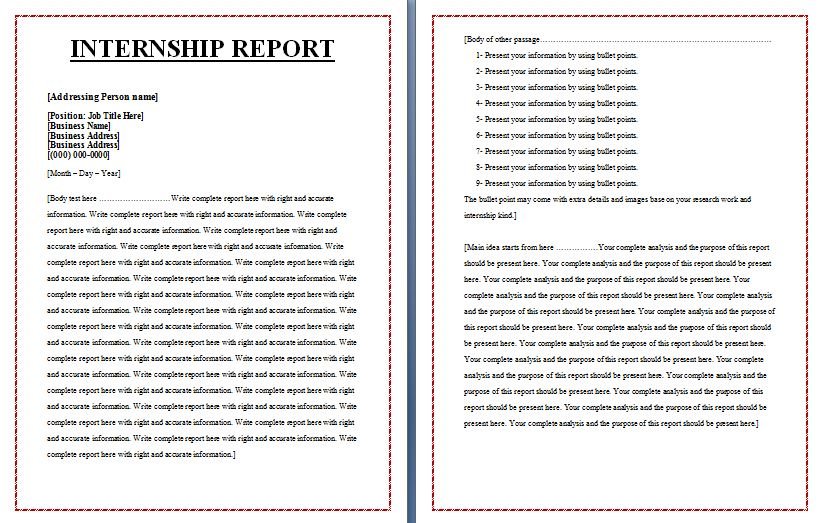 Free Internship Report Format Free Report Templates Free Internship Report Format Free Report Templates